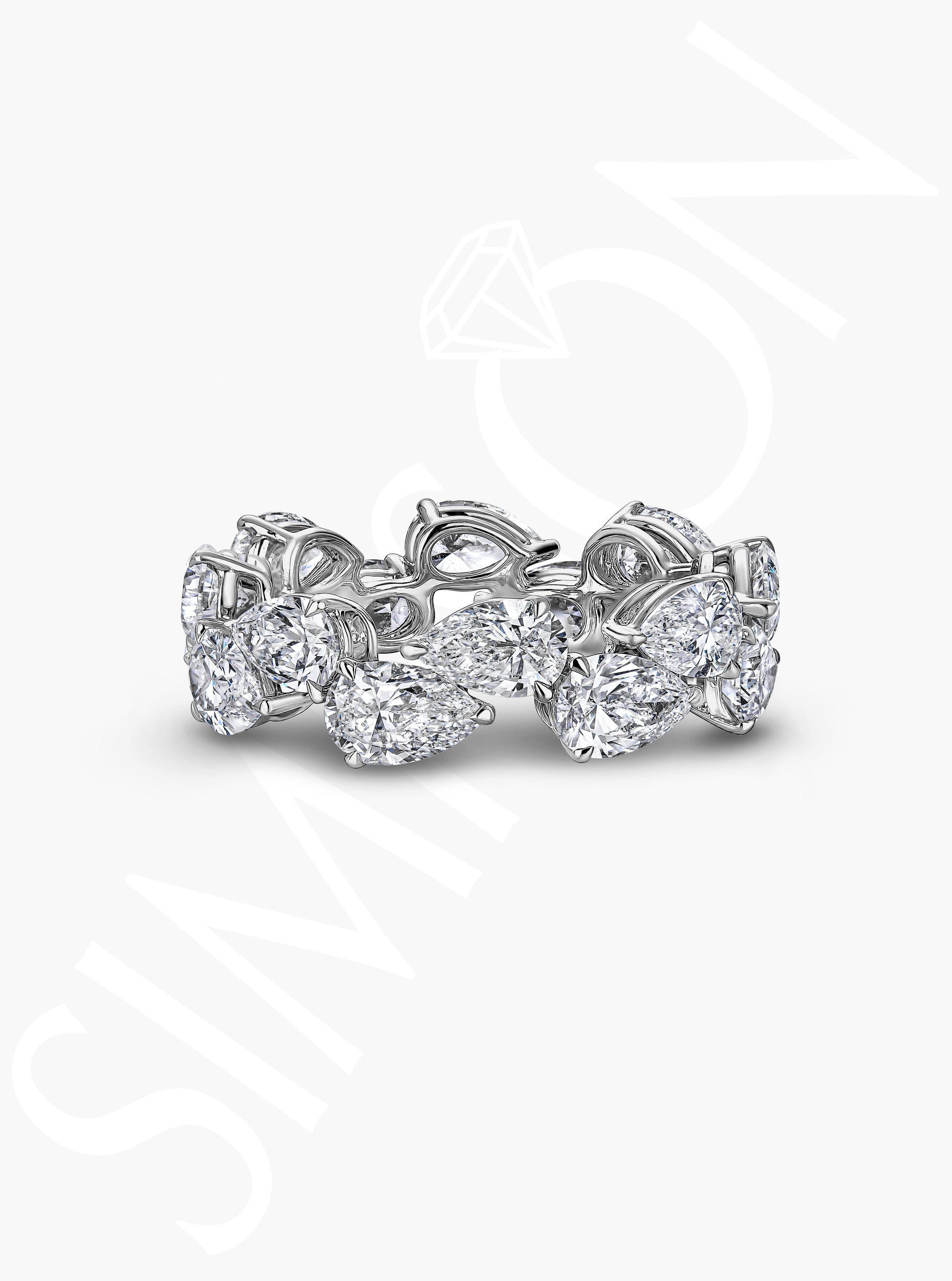White Gold Eternity Band with Pear-Shaped Diamonds