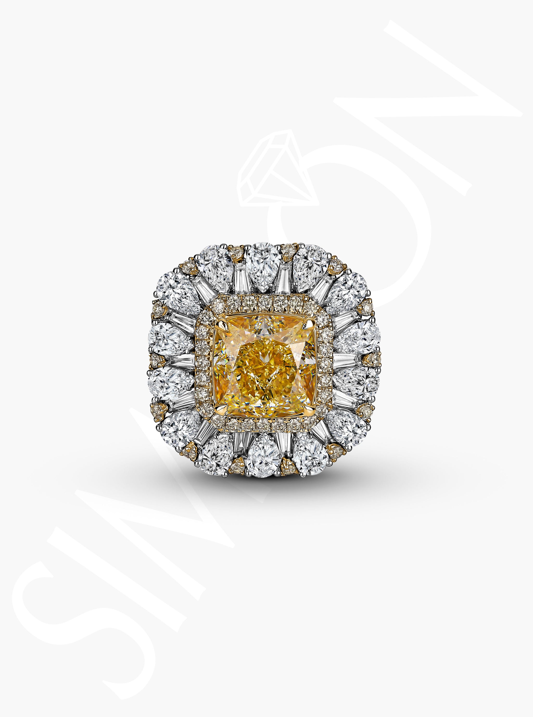 Radiant Cut Diamond Engagement Ring with Yellow Gold Accents