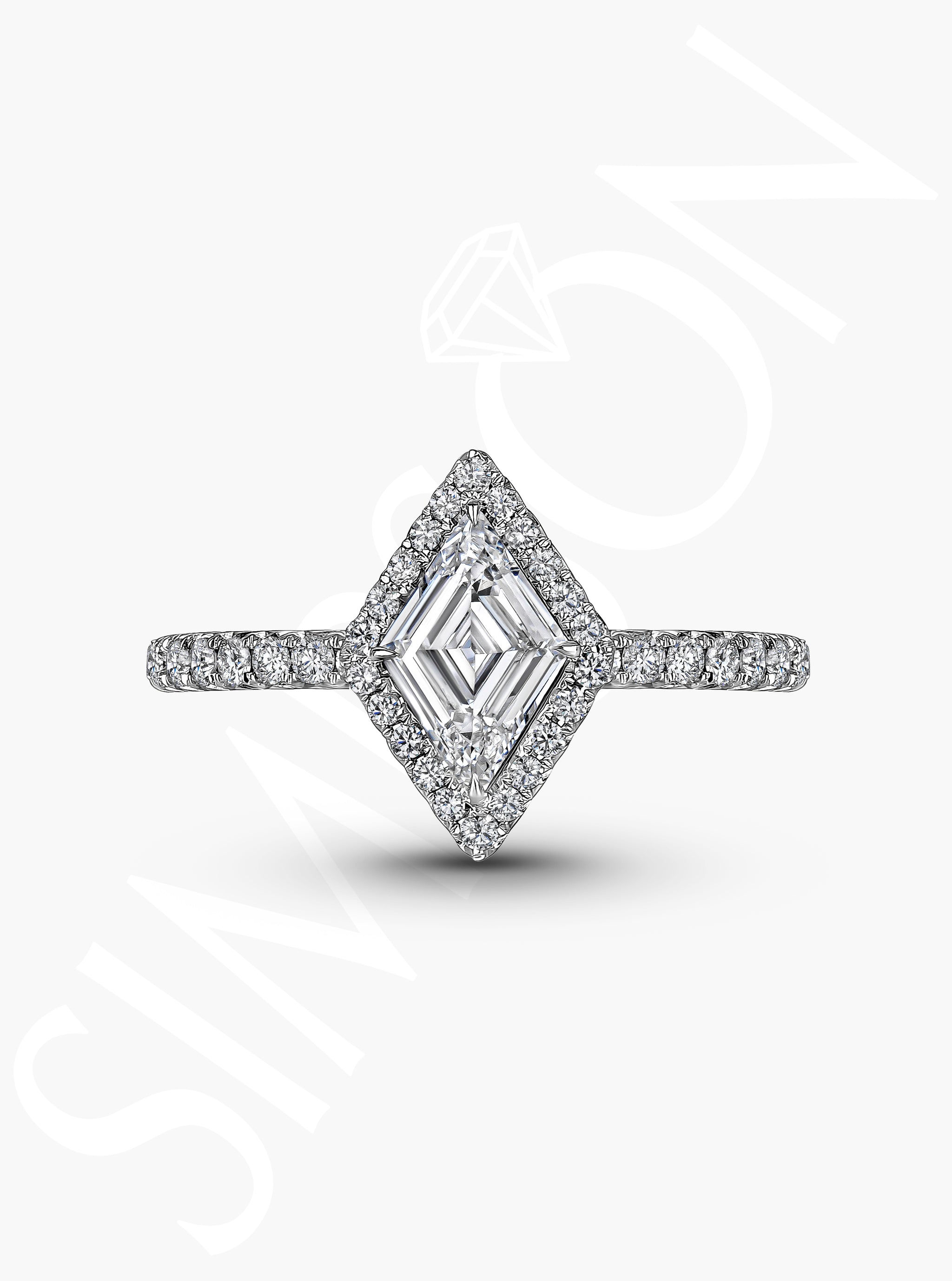 Lozenge Step-Cut Diamond Ring 18k White Gold | Simpson Jewelers