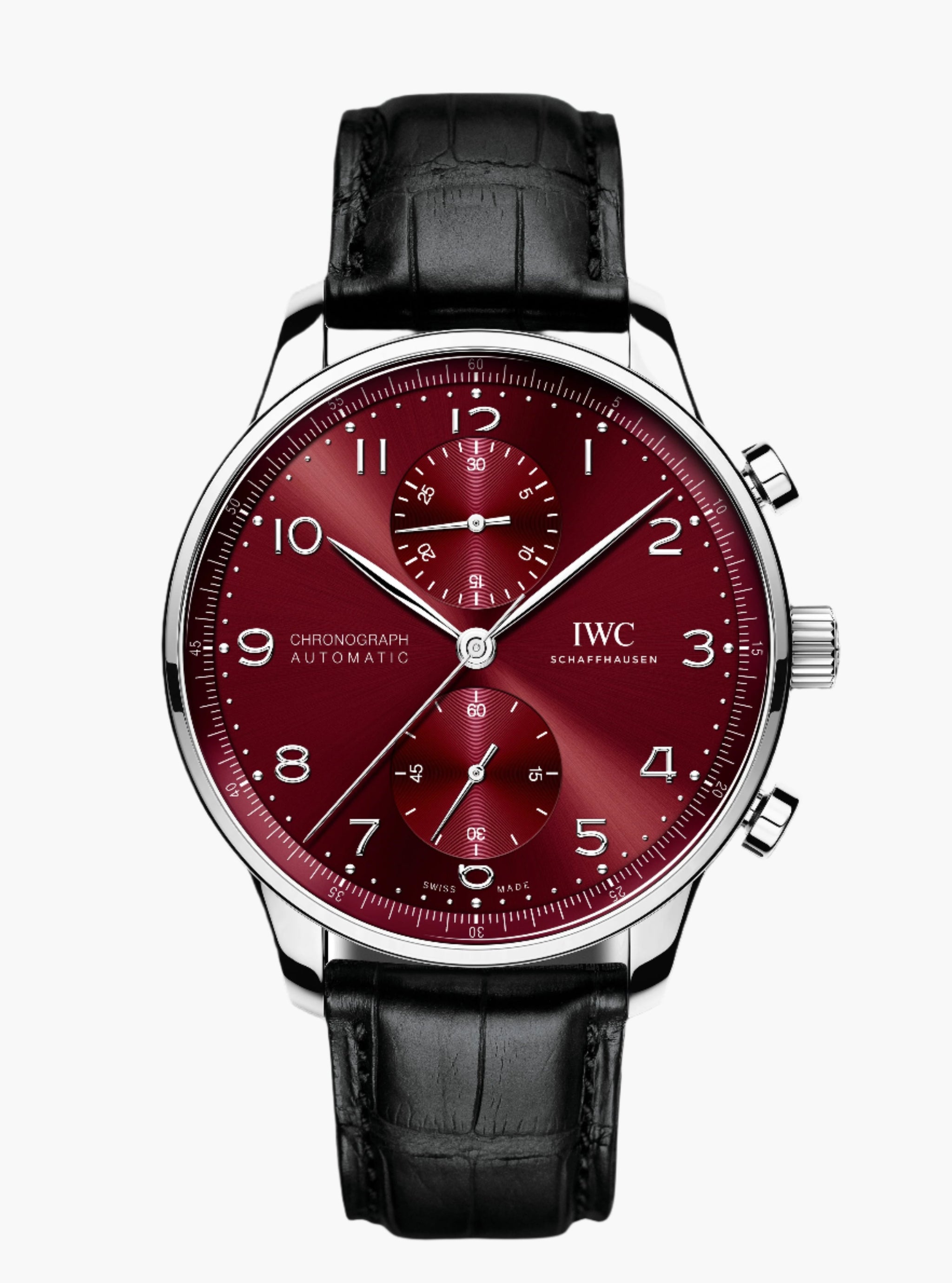 IWC Portugieser Chronograph with Red Dial and Stainless Steel Case