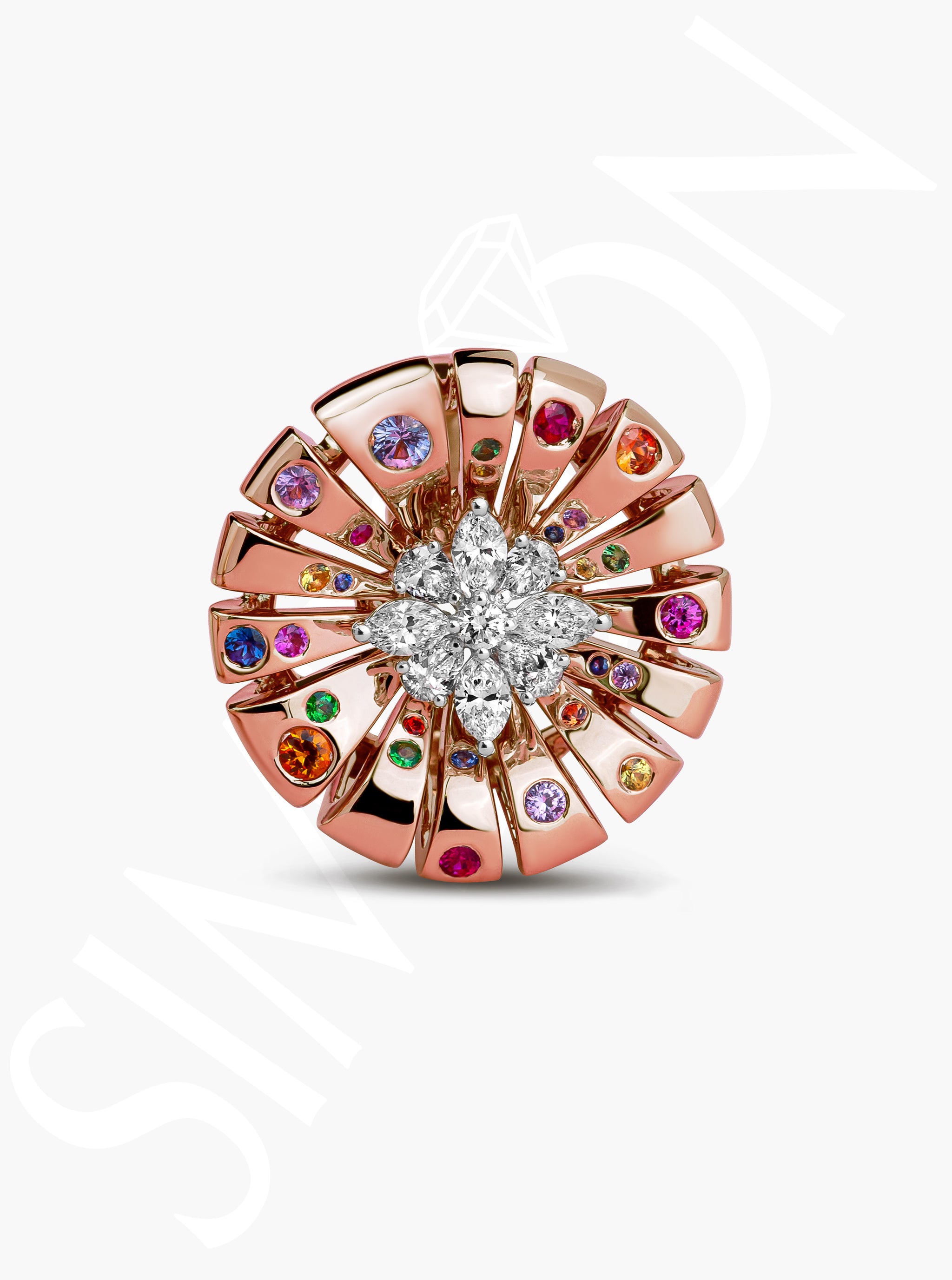 Sapphire and Diamond Cluster Ring 18k Rose Gold | Simpson Jewelers